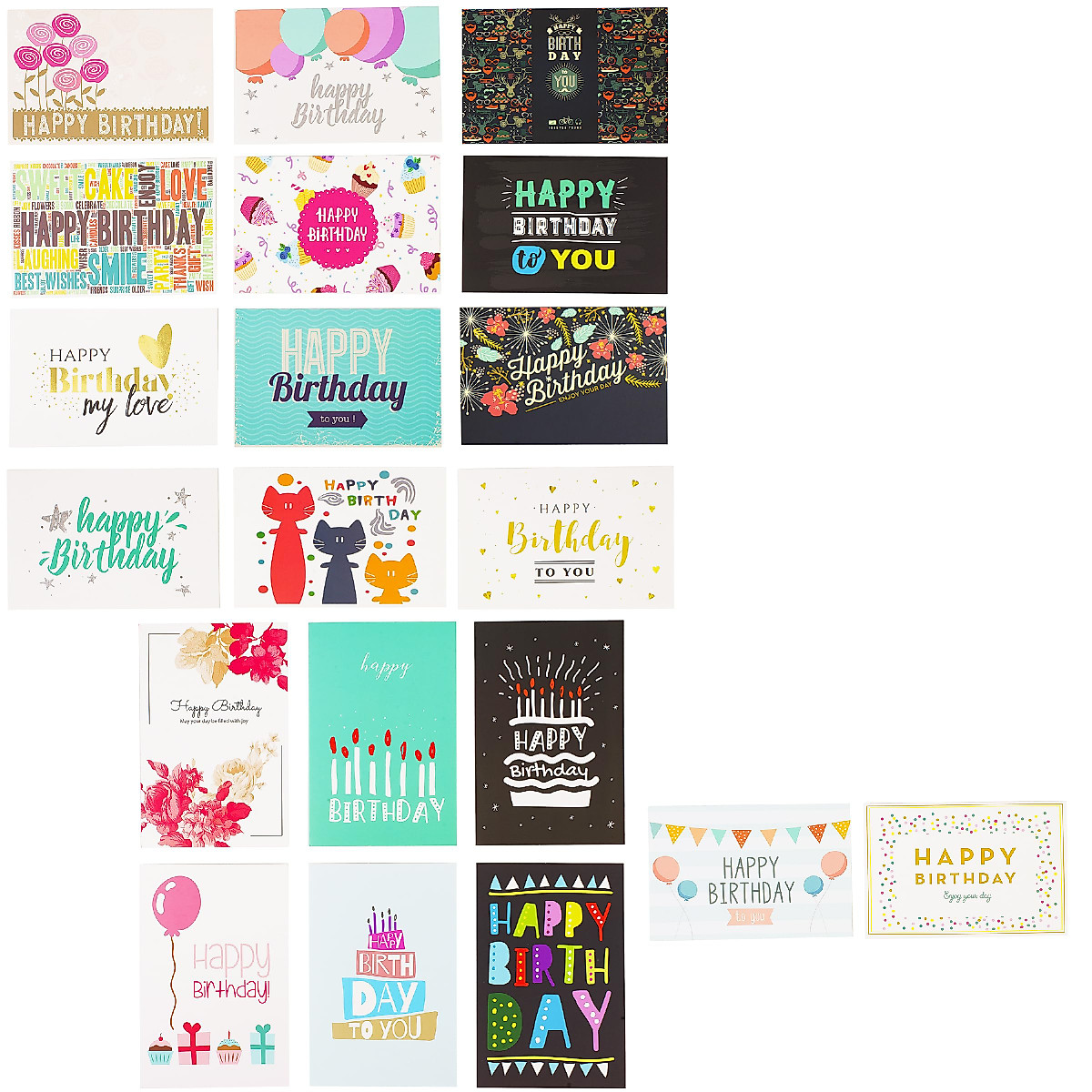 Mr. Pen- Birthday Cards, 20 Pack, Birthday Cards with Envelopes, Blank Inside Birthday Cards, Assorted Birthday Cards, Happy Birthday Cards Bulk, Birthday Card Assortment, Box of Birthday Cards