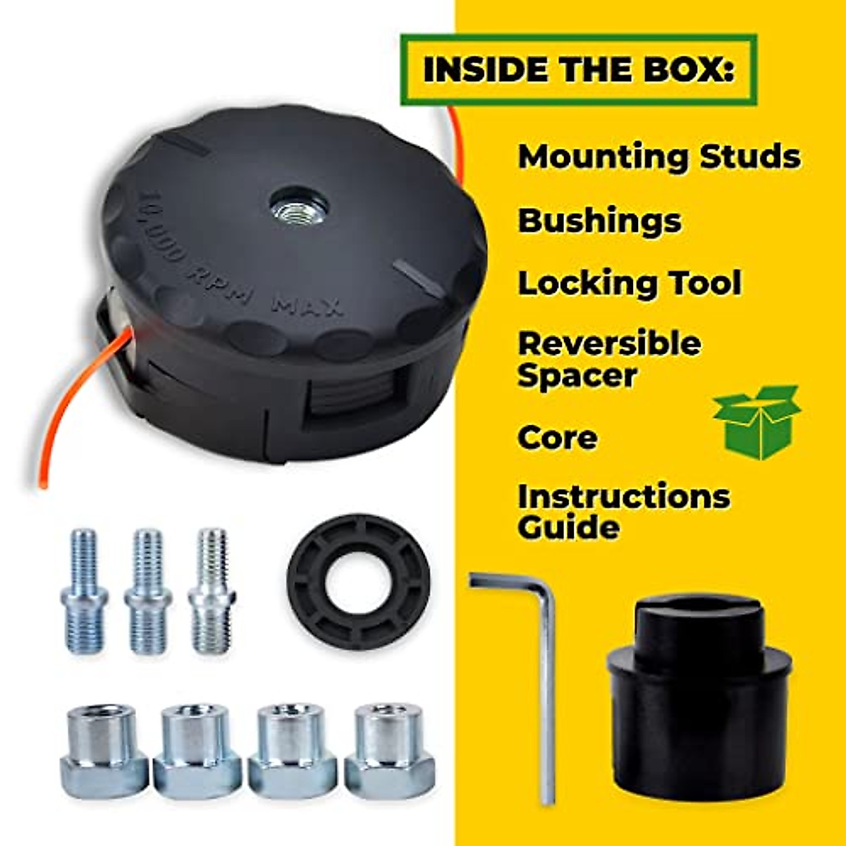 Universal String Trimmer Head Replacement - Easy Line Quick-Load Bump Feed Weed Eater Head Replaces Echo Speed Feed 400 Stihl Ryobi Shindaiwa and More Durable Metal Head Design STRAIGHT SHAFT ONLY