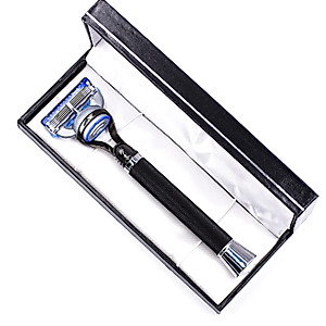 Parker, Deluxe Black Gillette Fusion Compatible Razor with Long Textured Handle