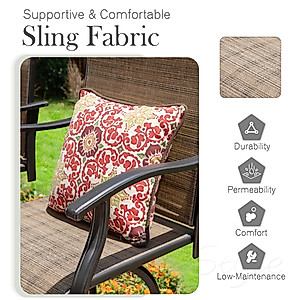 Sophia & William Patio Swivel Bar Stools Set of 4, Bar Height Patio Chair, High Top Patio Chairs, Supports 300 lbs (Brown Fabric)