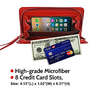 NIWAHO Dog Mom Gifts - Doberman Pinscher Dog Paw Printed Wallet for Women Leather Long Clutch Purse