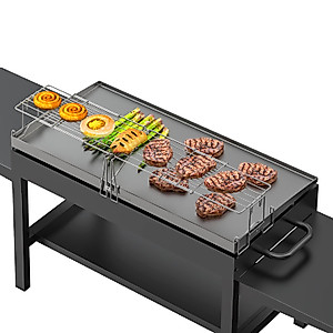 BMMXBI Universal Griddle BBQ Warming Rack for Blackstone Griddle Accessories 17/22/28/36 Inch, Parts for CharBroil 19952085 Blue Rhino Razor Griddle Pit Boss PB336GS, 2"~45" L Grill Rack