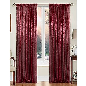 AMZLOKAE Sequin Curtains 2 Panels 2FTx8FT Burgundy Sequin Curtain Backdrop Sequin Window Curtains Photography Backdrop Glitter Shower Curtains Party Backdrop Wine Sparkle Backdrop Christmas Decor