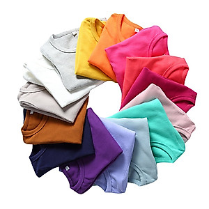 KISBINI Unisex Girls 100% Cotton Long Sleeve T-Shirt Top Tees Dark (6,Green)