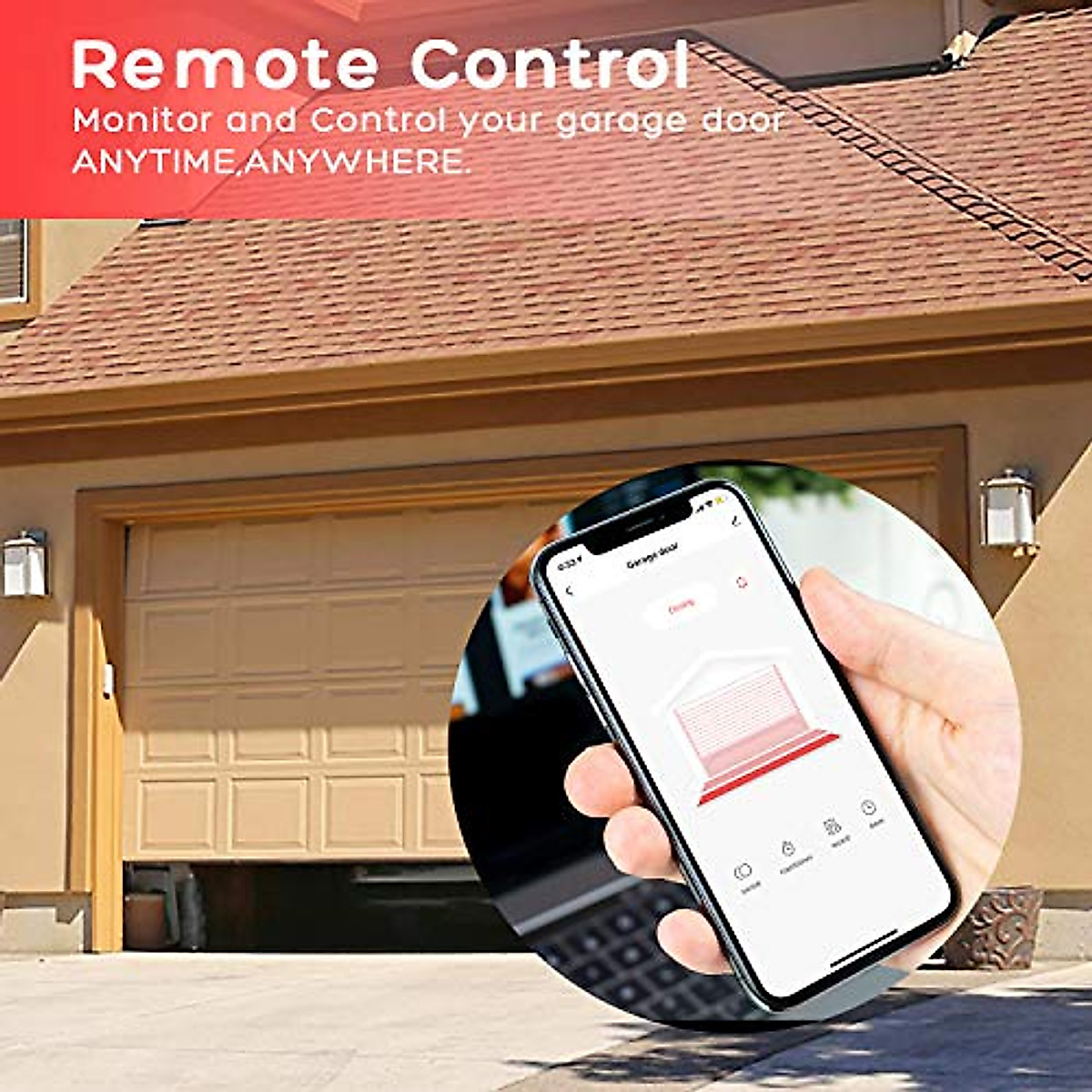 WiFi Smart Garage Door Opener Remote, WiFi Garage Door Controller, tolviviov Smart Garage Door Controller, Work with Alexa, Google Home,Siri,Smart Life APP, Remote Control, No Hub Needed