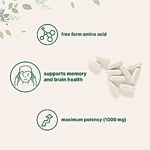 Plant Based L Tyrosine Pills, 1000mg Per Serving, 240 Capsules, Premium Tyrosine Pre Workout Supplement, Supports Mental Alertness Neurotransmitter, Non-GMO and Easy to Swallow