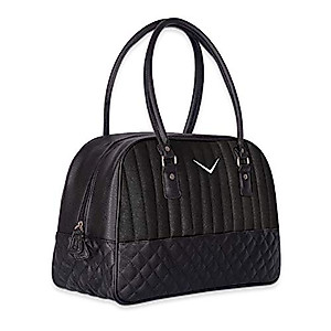 LiquorBrand Women's Large Overnight-Bowler Bag Purse (Black Metal Flake)