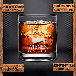 NeeNoNex It's not a Party Until a Wiener Comes Out Great Gift for Funny Dachshund Dog Lover Whiskey Glass - Funny and Sarcastic Gift For Dog Lover