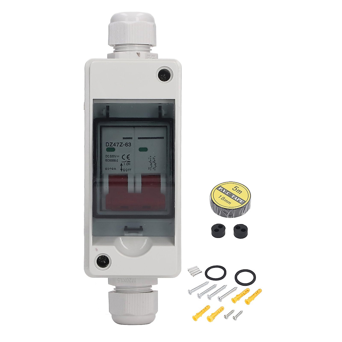 Solar PV Disconnect Switch, Photovoltaic DC Isolation Switch IP65 Waterproof Plug and Play 500V Miniature Motorhome Protector Circuit Breaker (16A)