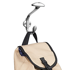 InterDesign Paris Wall Mount Hook – Hanging Storage for Jackets, Coats, Hats and Scarves – Dual Hook, Chrome