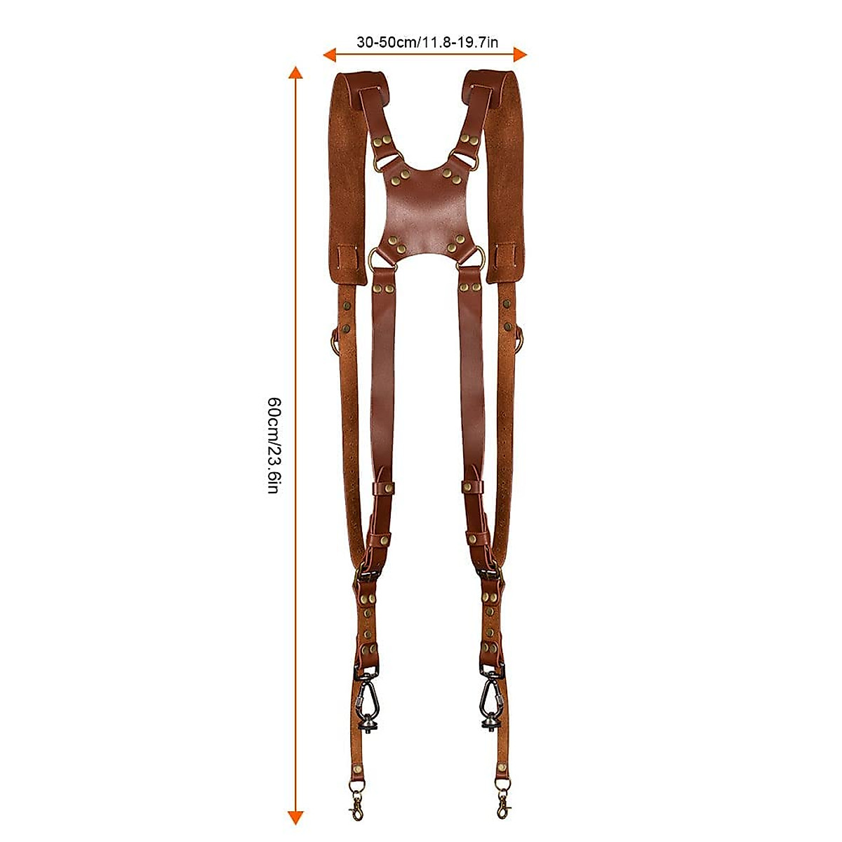 Jumyee Dual Camera Strap, Camera Harness for Photographers Adjustable Shoulder Straps Belt for 2 Cameras - Double Camera Body Strap Accessories (Brown)