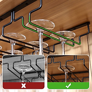 Uten Wine Glass Rack Under Cabinet Wine Glass Holder Iron Stemware Rack Glass Goblet Hanging Storage Organizer for Bar Kitchen Black