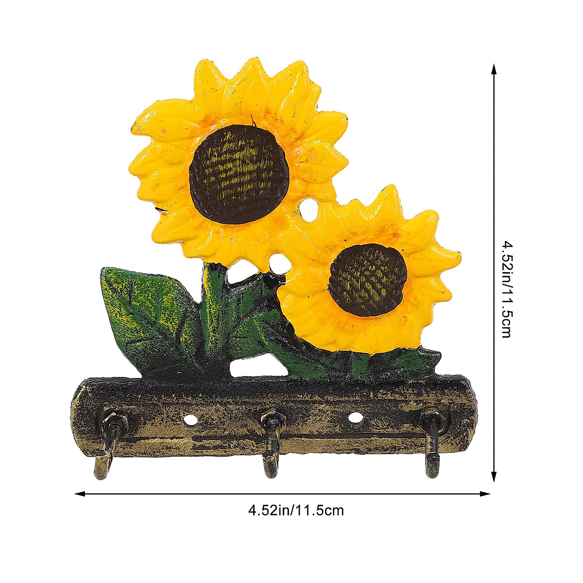 YARNOW Metal Key Holder Hooks Sunflower Wall Hanger Decorations Multi- for Door Kitchen Corridor Foyer Bedroom University Dormitory, 3 Hook Racks