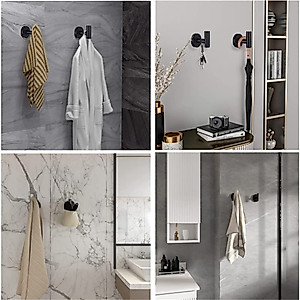 szhdxsy 5 Pack Bath Towel Hooks Hook Matte Black, 304 Stainless Steel Shower Towel Holder, Kitchen Towel Hanger, Round Robe Hook for Wall Heavy Duty Coat Hook for Bathroom Wall Mounted(Black)