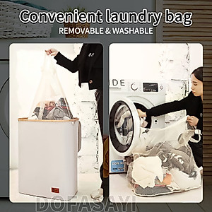 DOFASAYI 150L Laundry Basket With Removable Bag - Tall Hamper With Lid for Bathroom, Dorm - Beige