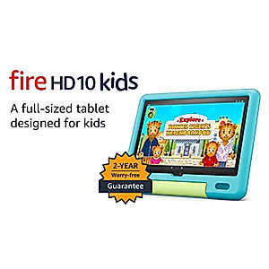 Amazon Fire HD 10 Kids tablet, 10.1", 1080p Full HD, ages 3–7, 32 GB, Aquamarine