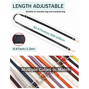 Leather Straps Replacement for Handbags,Purse Strap, Purse Straps Crossbody Replacement Adjustable (Black with Gold Buckle)