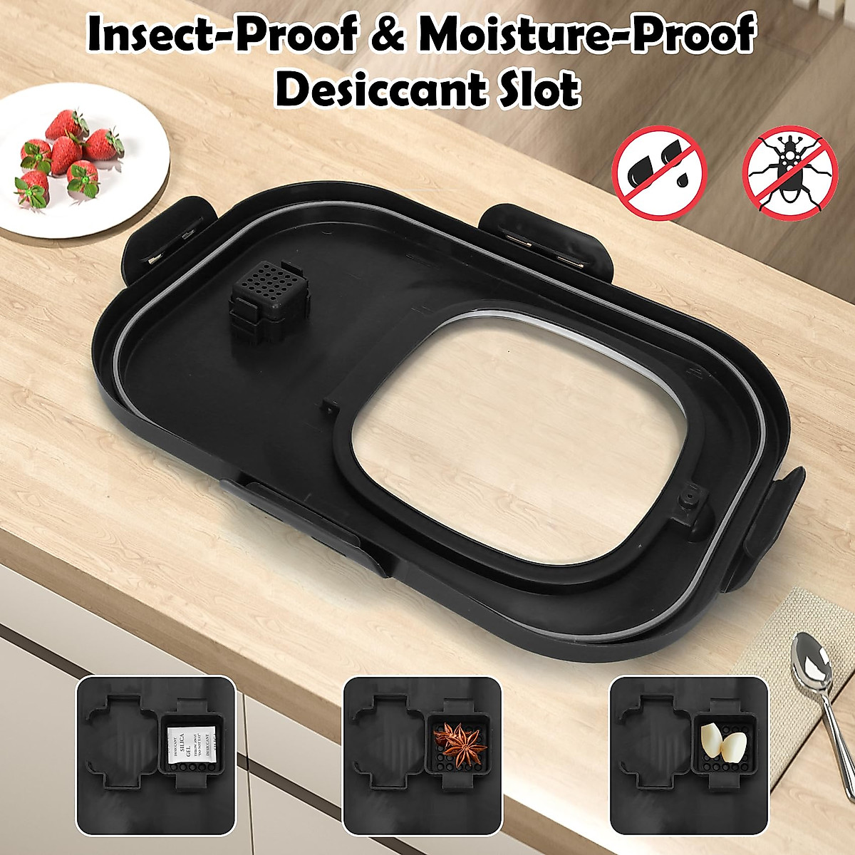 Rice Storage Container, 20-30Lbs Airtight Large Dog Cat Food Storage Containers with Wheels, Scoop & Measuring Cup, Collapsible Kitchen Flour Bin, Dry Food Storage Holder for Rice Kibble Pet Food