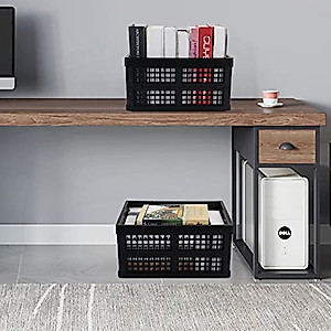 Zopnny 4 Packs Collapsible Milk Crates, 15 L Plastic Stackable Storage Bins Utility Folding Baskets, f