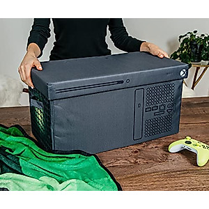 Ukonic Xbox Series X Logo Collapsible Storage Bin Chest with Lid | Fabric Basket Container with Handles, Cubby Cube Closet Organizer | Video Game Gifts And Collectibles | 24 x 12 Inches
