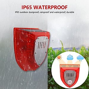 WONFAST Solar Motion Sensor Alarm Light Outdoor,Dog Barking&Gunshot Sound 129db Loud Noise Maker Strobe Light Warning Lamp for Home Villa Farm Barn Yard Chicken coop