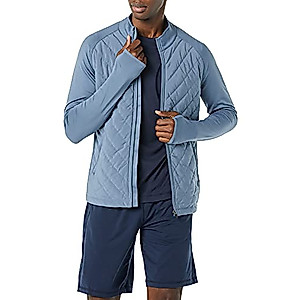 Amazon Essentials Men's Slim Fit Performance Stretch Quilted Active Jacket, Deep Blue, Large