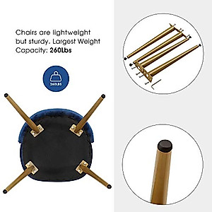 ivinta Royal Blue Dining Chairs Set of 2, Upholstered Velvet Accent Chairs for Living Room Dining Room Kitchen, Modern Side Chairs with Gold Legs…