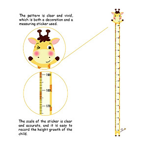 SUPERDANT 2 Sheets/Set Cartoon Height Growth Chart Wall Sticker Yellow Cute Cartoon Giraffe Self-Adhesive Height Wall Decal for Play Room Nursery Bedroom Living Room Decor