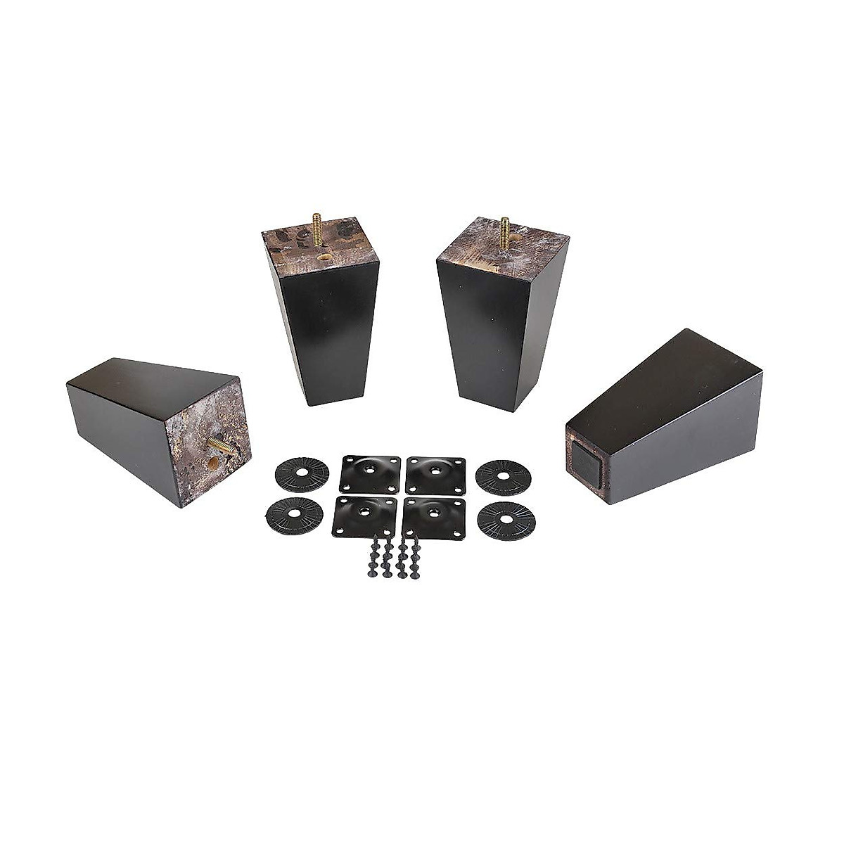 ProFurnitureParts Espresso 5.5" Tall Tapered Wood Sofa Legs w/Anti-Skid Pads, Leg Plates Included Set of 4