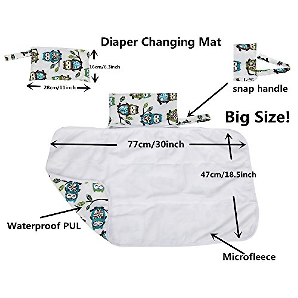 Sigzagor Baby Diaper Changing Mat Pad Portable Foldable Washable Compact Travel Nappy Waterproof Play Mat 30inx18.5in (Arrow)