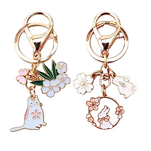 HOLAOCT Cute Keychains Aesthetic Bunny Keychain Accessories Kawaii Cat Key Ring for Women,Keychains Charm for Airpod,Backpack