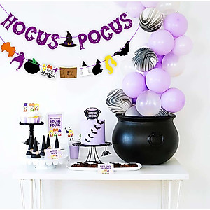 Joy Bang Halloween Hocus Pocus Decoration, Hocus Pocus Theme Banner Spell Book Cat Witch Hats, Witches Stisters Banner Wall Decor for Home Classroom Office, Party Supplies for Kids Adults