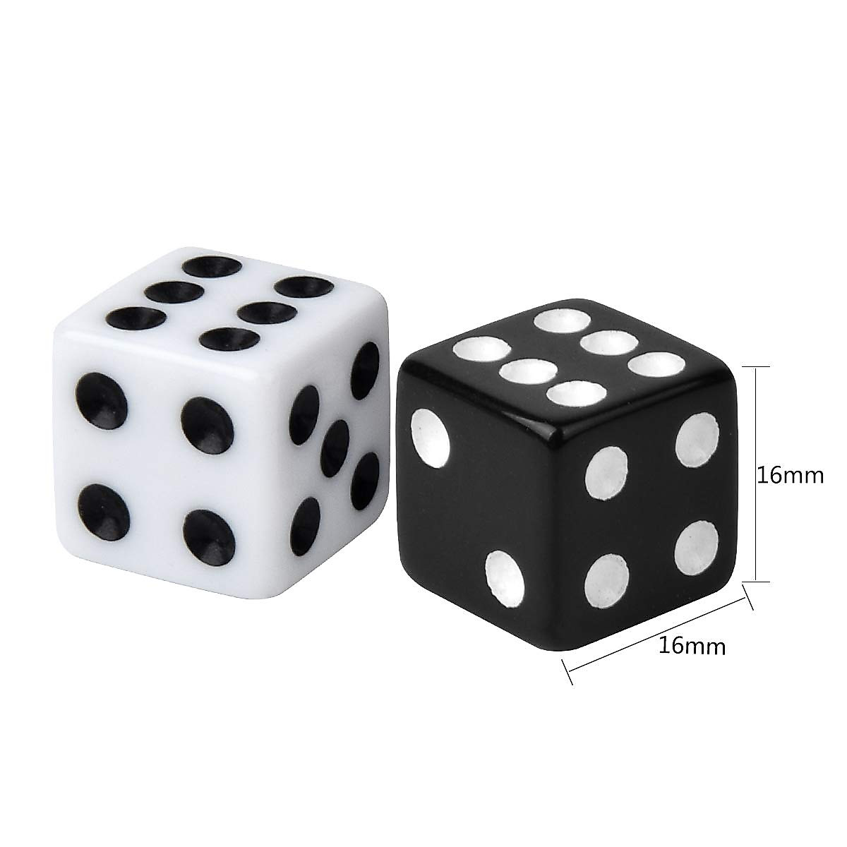 Hotusi Standard Game Dice Acrylic Material 16mm (50Pack White + 50Pack Black)