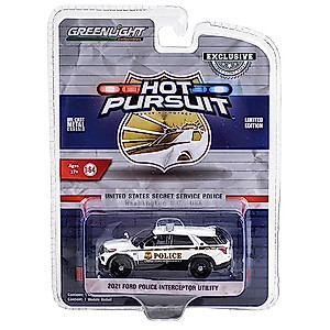 2021 Police Interceptor Utility White United States Secret Service Police Washington DC Hot Pursuit Special Edition 1/64 Diecast Model Car by Greenlight 43015E