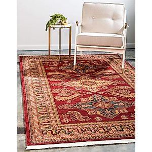 Unique Loom Sahand Collection Traditional Geometric Classic Red Area Rug (5' 0 x 8' 0)