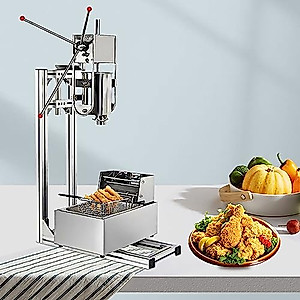 3L Commercial Stainless Steel Manual Churros Machine Hand Crank Vertical Spanish Donuts Churrera Maker Machine for Restaurants, Cafeterias, Bakeries USA