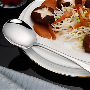 2 PACK Large Stainless Steel Soup Spoons, Square Head Spoons, Large Serving Tablespoons, Flat Square Spoon Long Handle Big Soup Spoon For Restaurant Tableware Kitchen Gadgets Cooking Utensils