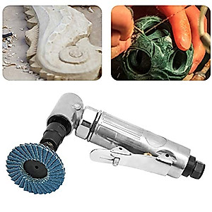 Garosa Mini Air Sander Right Angle Air Die Grinder 20000-25000rpm Pneumatic Grinding Polishing Tool Kit with Emery Disk Car Polisher Sets for Auto Body Work(European Connector)