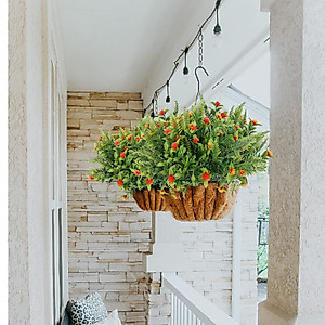 HO2NLE 12 Bundles Outdoors Artificial Flowers UV Resistant Shrubs Artificial Plants for Hanging Planter Window Box Front Porch Garden Home Farmhouse Garden Decoration