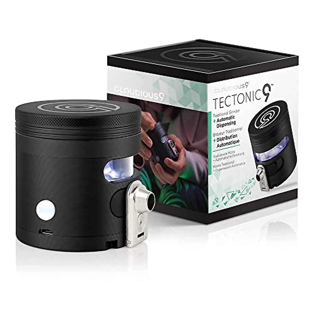 Tectonic9 MANUAL Herb Grinder w/ AUTOMATIC Electric Herbal Spice Dispenser Large 2.5" Aluminum Alloy
