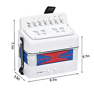 AIMEIS Kids Accordion 10 keys Button Accordions,Musical Instrument,Mini Accordian for Beginners(White)