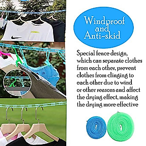 Must-Have 2-Pack Clothesline for Home Hotel Travel, Windproof Laundry Lines Convenient Outdoor Indoor, Compact-Sized Versatile Rope for Miscellaneous Items Drying or Hanging, 3m&5m, Blue&Green