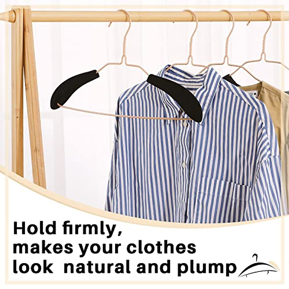 Velvet Hangers Shoulder Form Hanger Shoulder Shaper Black Hanger Pads Flocking and Plastic Hanger Shoulder Protectors for Velvet Flocking Hangers Measuring 0.2 Inch in Thickness (16)