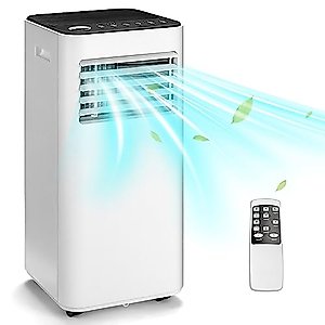 GOFLAME 8000BTU Portable Air Conditioner, AC Cooling Unit with Fan & Dehumidifier, 24H Timer, LED Display, Remote Control, Cool Rooms up to 350 Sq.Ft, Freestanding AC for Living Room (White-8000BTU)