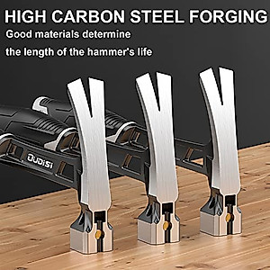 OUDISI Frame Hammer -16OZ Straight Claw Hammer, Integrally Forged Magnetic Roof Hammer With Magnetic Nail Puller, Shock-Absorbing Handle Nail Hammer, Steel Hammer, Hammer Tool