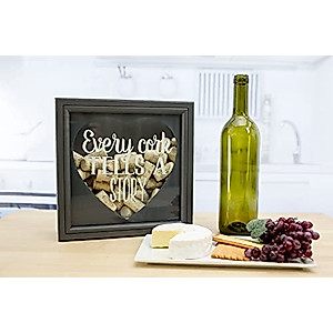 Boston Warehouse Shadowbox Wine Cork Holder Every Cork Tells A Story 10-Inch Gray