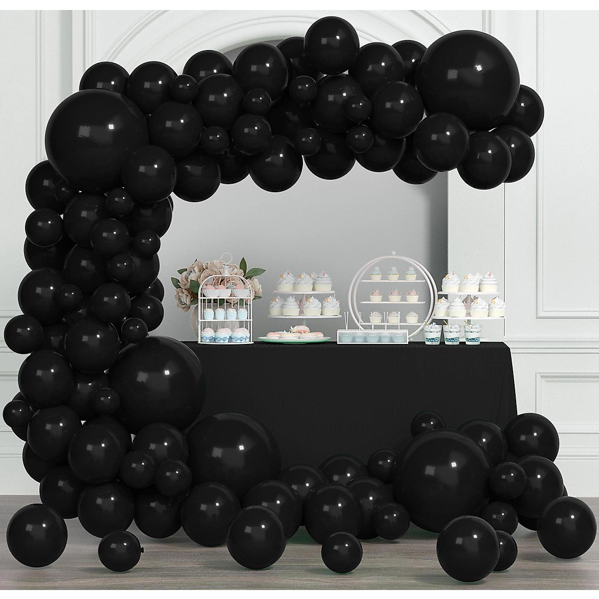 Black Balloon Arch Kit, Thickened 100Pcs Black Balloons Different Sizes 18/12/5 Inch for Birthday Party Graduation Bachelorette Anniversary Wedding Gender Reveal Baby Shower Decorations Supplies