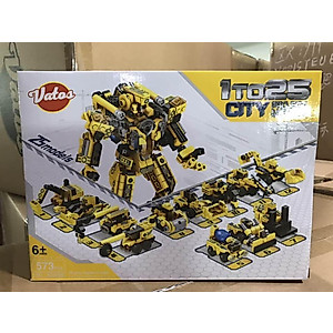 VATOS STEM Building Toys, 573 PCS Robot STEM Toys for 6 Year Old Boys 25-in-1 Engineering Building Bricks Construction Vehicles Kit Building Blocks Best Gifts for Kids Aged 6 7 8 9 10 11 12 Yr Old