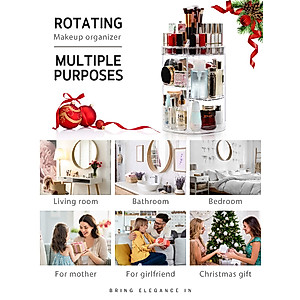 Syntus 360 Rotating Makeup Organizer, Thicker Acrylic Adjustable Bathroom Makeup Spinning Holder Rack, Transparent Larger Capacity Cosmetic Storage Box Fits Makeup Brushes, Lipsticks