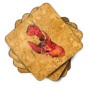 Caroline's Treasures 8715FC Lobster Foam Coaster Set of 4 Set of 4 Cup Coasters for Indoor Outdoor, Tabletop Protection, Anti Slip, Mouse pad Material